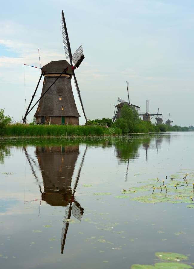 Dutch windmills stock image. Image of netherlands, cloud - 15193325