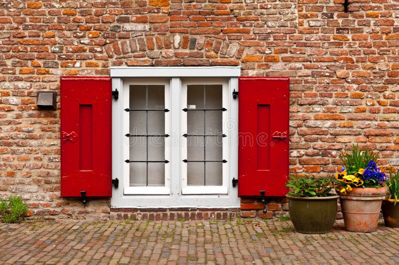 Dutch Window stock image. Image of geranium, frame, building - 25329841