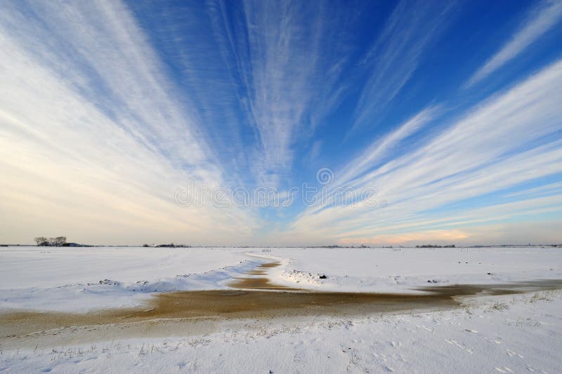 Dutch winter landscape stock image. Image of weather - 12265419