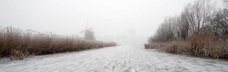 Dutch Winter Landscape with Snow and Low Sun Stock Photo - Image of ...