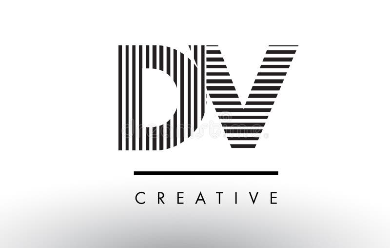 DV D V Black and White Lines Letter Logo Design. Stock Vector ...