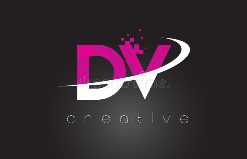 DV D V Creative Letters Design with White Pink Colors Stock Vector ...