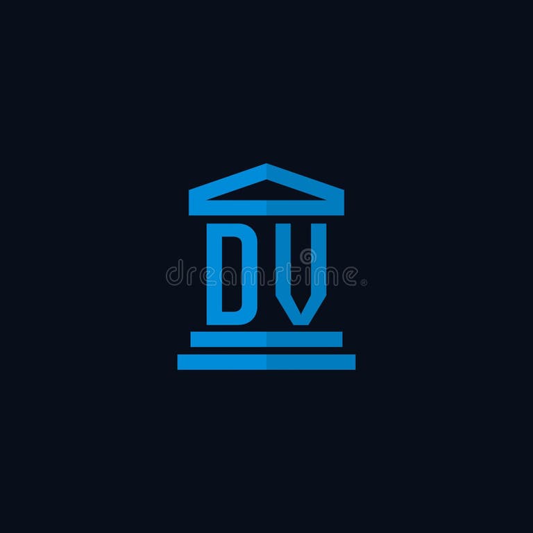 DV Initial Logo Monogram with Simple Courthouse Building Icon Design ...
