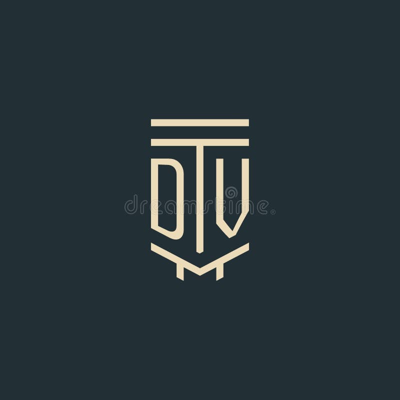 DV Initial Monogram with Simple Line Art Pillar Logo Designs Stock ...
