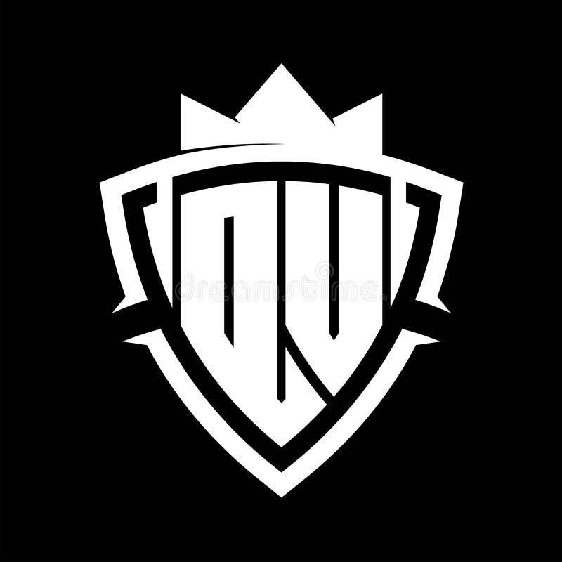 DV Letter Monogram with Triangle Curve Shield Shape with Crown White ...