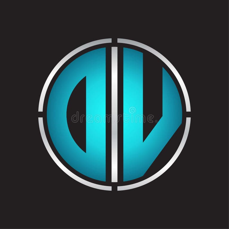 DV Logo Initial with Circle Line Cut Design Template on Blue Colors ...