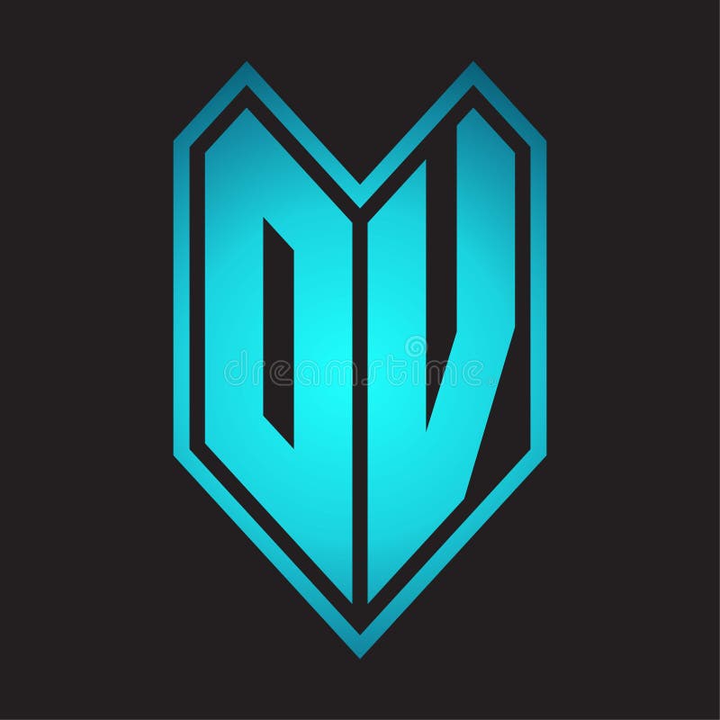 DV Logo Monogram with Emblem Line Style Isolated on Blue Gradient ...