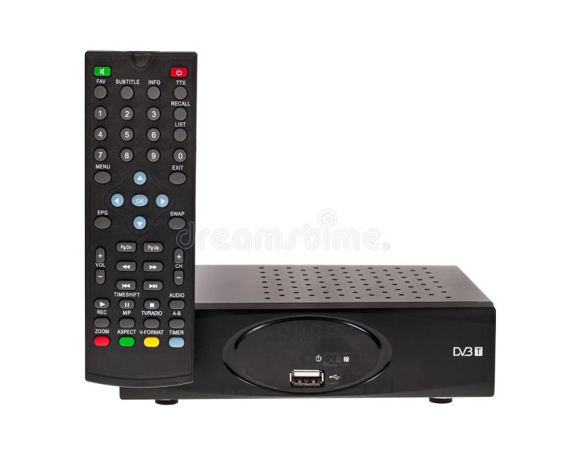 Television Tuner with Remote Control Isolated Stock Image - Image of ...