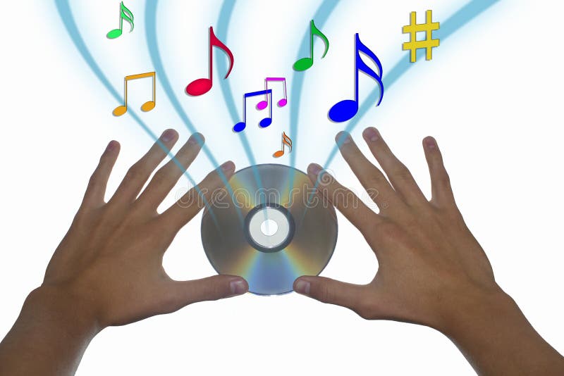 DVD or CD in Hands with Musical Notes Stock Image - Image of hands ...