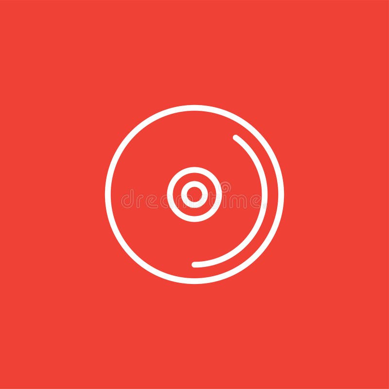 DVD or CD Line Icon on Red Background. Red Flat Style Vector ...