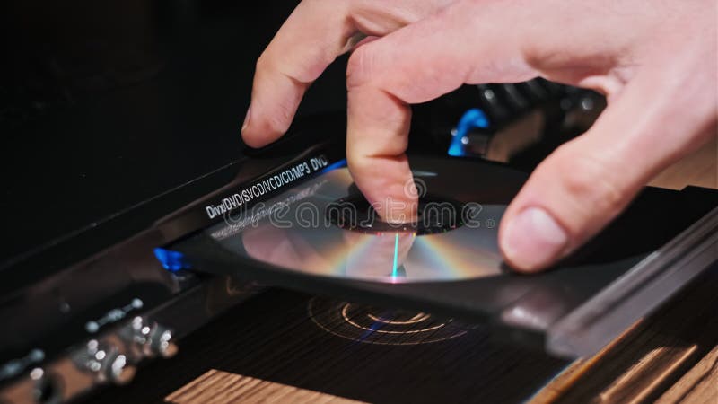 DVD Compact Disc is Inserted into the Player Stock Footage - Video of ...