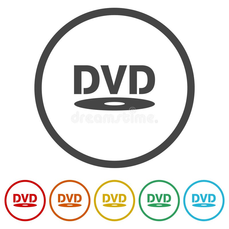 DVD Logo Icon. Set Icons in Color Circle Buttons Stock Vector ...