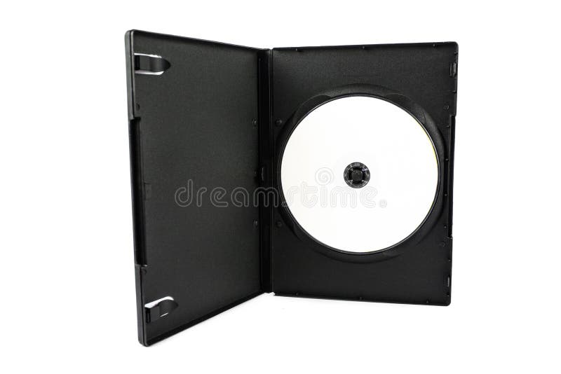White DVD Disc in Black Case Isolated on White Stock Photo - Image of ...