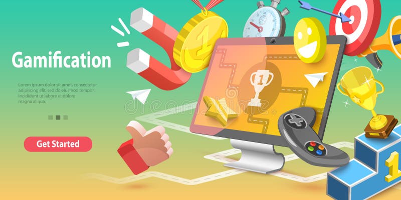 3DVector Conceptual Illustration of Gamification, Interactive Content ...