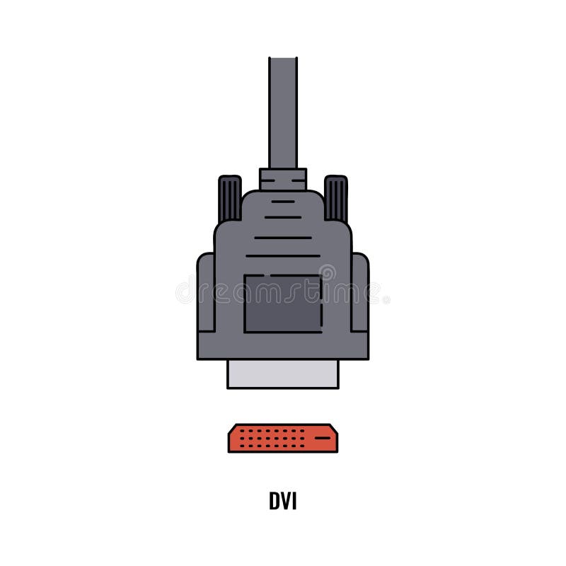 DVI or Digital Visual Interface Port Icon, Cartoon Vector Illustration ...