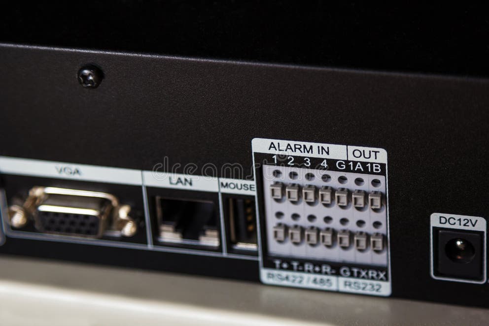 DVR Alarm Input Ports on Back Panel Stock Image - Image of internet ...