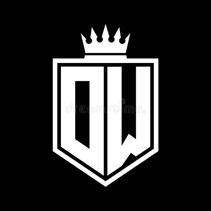 DW Logo Monogram Bold Shield Geometric Shape with Crown Outline Black ...