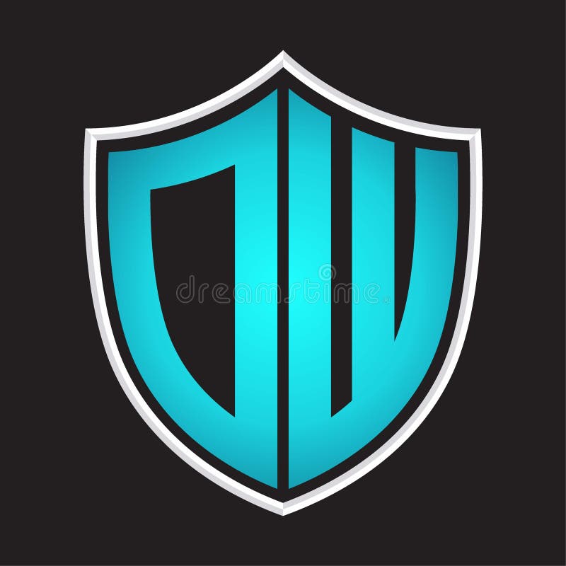 DW Logo Monogram with Shield Shape Isolated Blue Colors on Outline ...