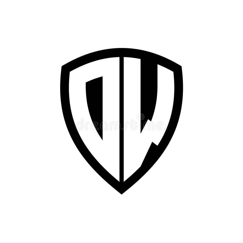 DW Monogram Logo with Bold Letters Shield Shape with Black and White ...