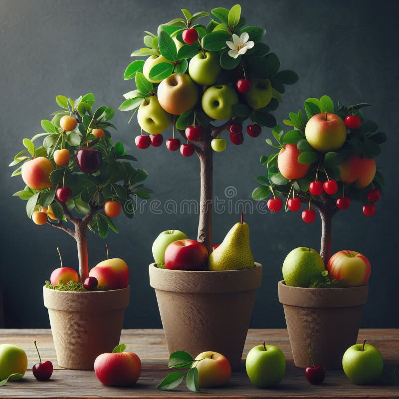 Dwarf Fruit Tree Collection a Collection of Dwarf Fruit Trees a Stock ...