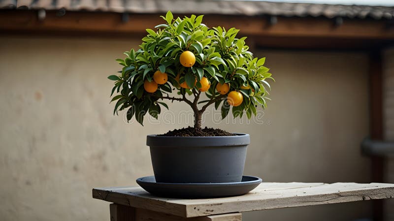 Dwarf Fruit Tree for Indoor and Balcony Spaces Stock Illustration ...