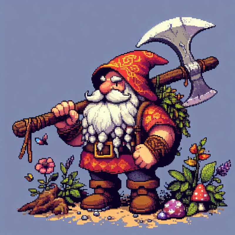 Dwarf Illustrator Design Carrying Axe,pixel Art Stock Illustration ...