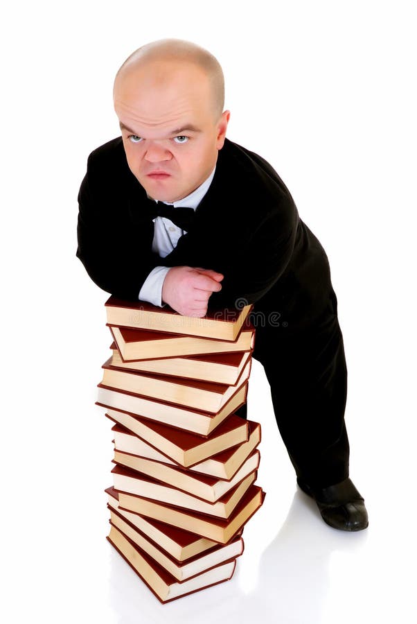Dwarf, Little Man with Books Stock Image - Image of teach, suit: 4531467