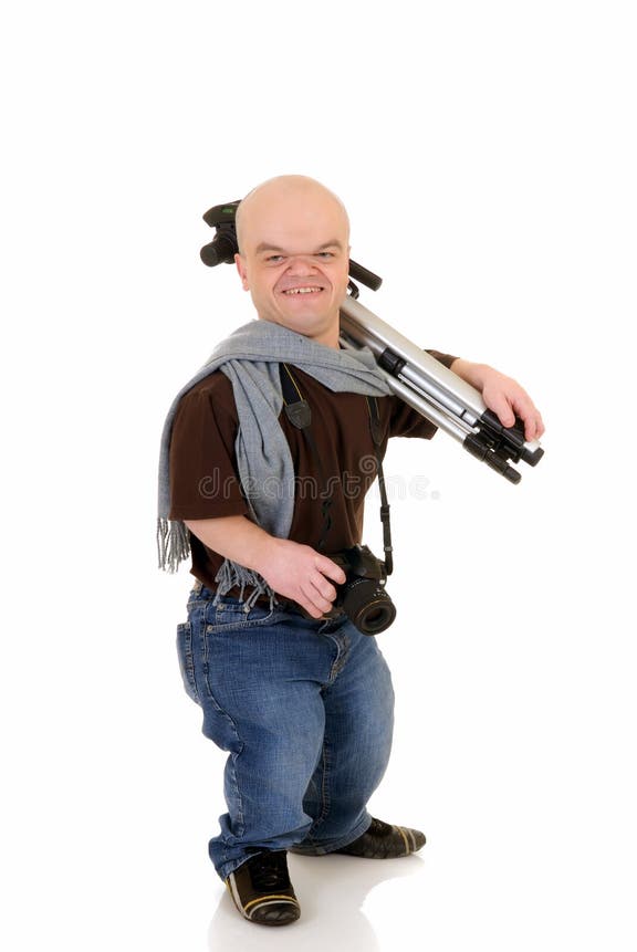 Dwarf, Little Man Photographer Stock Photo - Image of hobby, camera ...