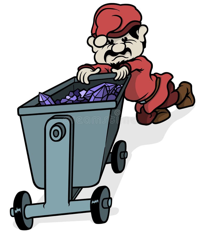 Dwarf with Minecart stock vector. Illustration of cart - 76600401