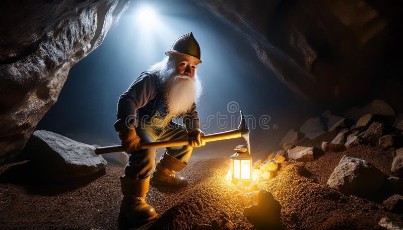 Dwarf Mining Gold in a Mine Stock Illustration - Illustration of ...