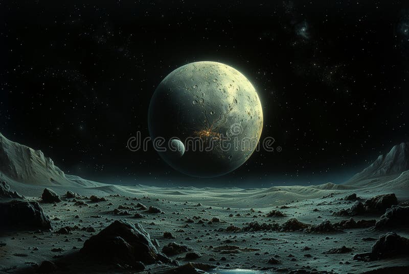 Dwarf Planet Pluto and Its Largest Satellite Charon Stock Illustration ...