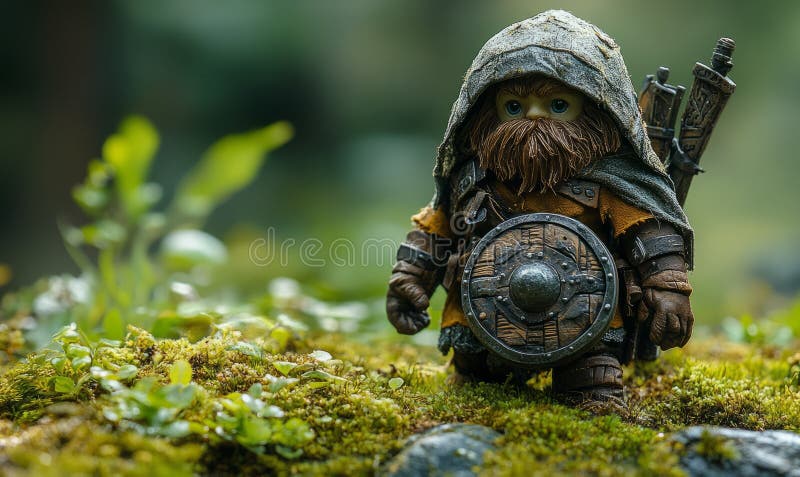 Dwarf Warrior Figure in Lush Forest Setting during Daylight Stock Photo ...