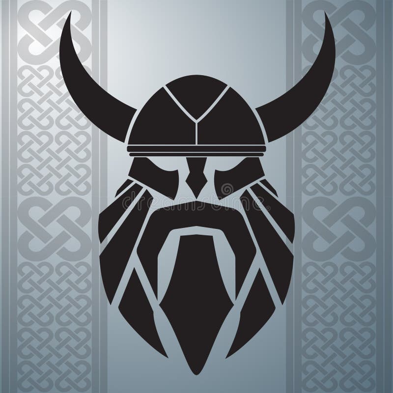 Dwarf Warrior Head with Helmet Logo. Stencil Style Stock Vector ...