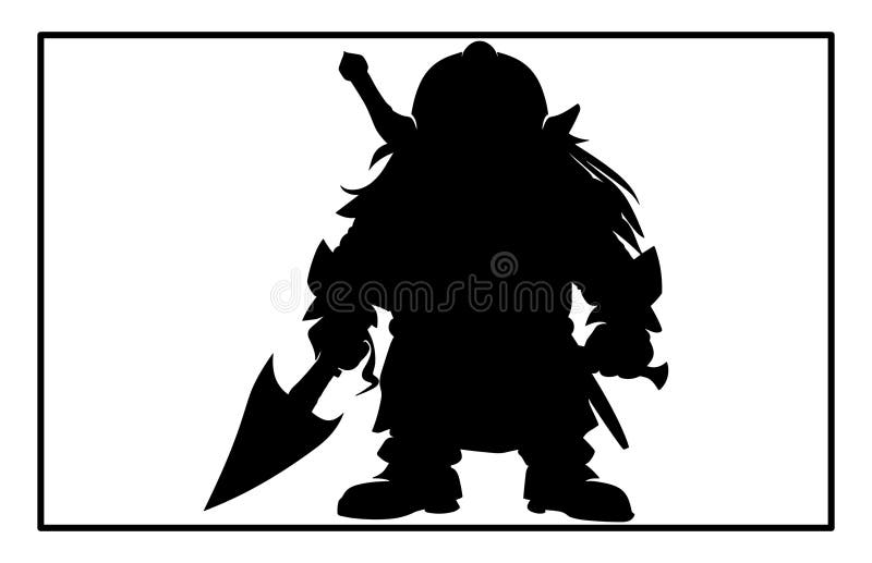 Dwarf Warrior Silhouette, Viking with Axe Detailed Vector Silhouette ...