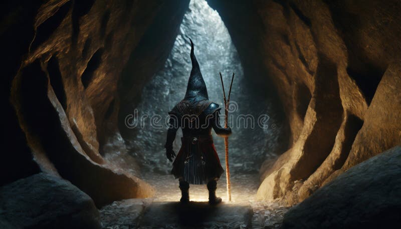 A Dwarf Wizard in a Dark Cave Stock Illustration - Illustration of ...