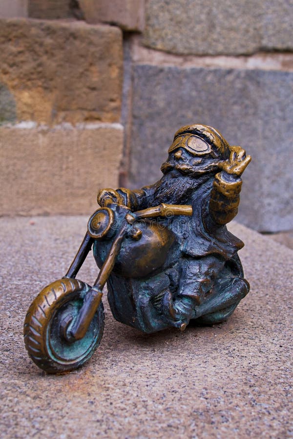 Dwarf in Wroclaw on a Motorcycle Giving a High Five. Stock Photo ...
