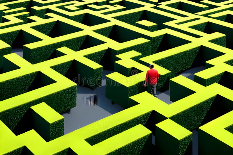 Dwarfed by a Towering 3D Hedge Maze Environment Which Inspired by the ...