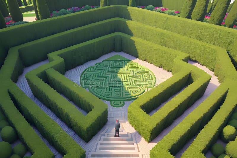 Dwarfed by a Towering 3D Hedge Maze Environment Which Inspired by the ...