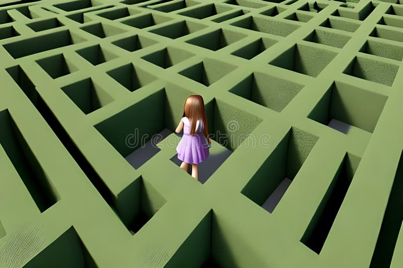 Dwarfed by a Towering 3D Hedge Maze Environment Which Inspired by the ...