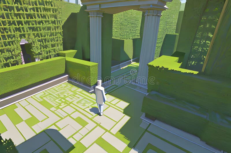 Dwarfed by a Towering 3D Hedge Maze Environment Which Inspired by the ...