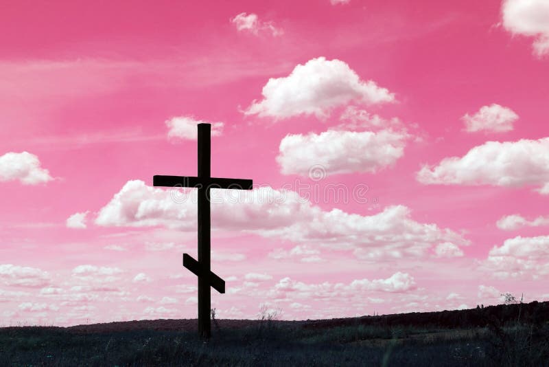 Dwarssymbool Van Christelijke Godsdienst Tegen De Hemel Stock Foto ...