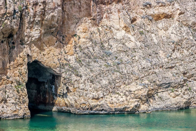Dwejra cave in Gozo malta stock image. Image of cliff - 104939035
