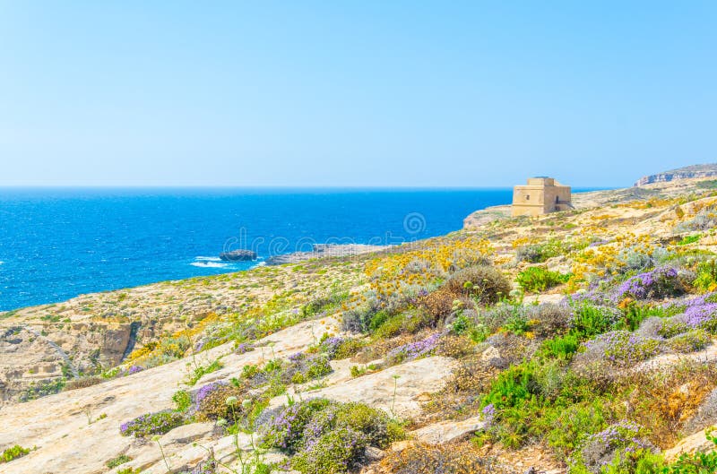 Dwejra Tower on Gozo, Malta Stock Photo - Image of beach, malta: 216359946
