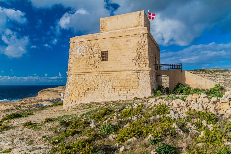 Dwejra Tower on the Island of Gozo, Mal Stock Photo - Image of coast ...