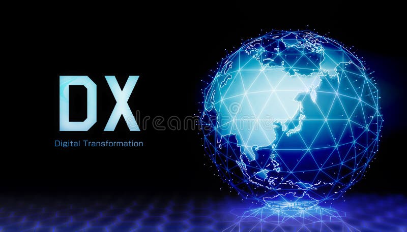 DX Digital Transformation Motif Web Banner Illustration Stock ...