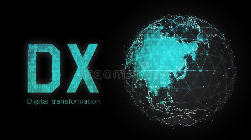 DX Digital Transformation Motif Web Banner Illustration Stock ...