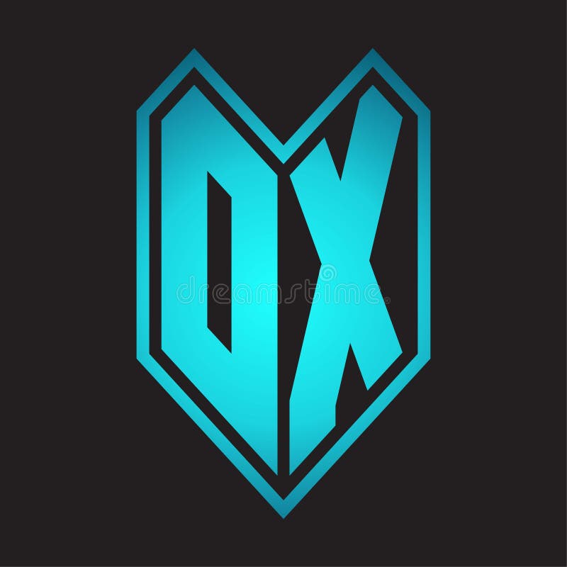 DX Logo Monogram with Emblem Line Style Isolated on Blue Gradient ...
