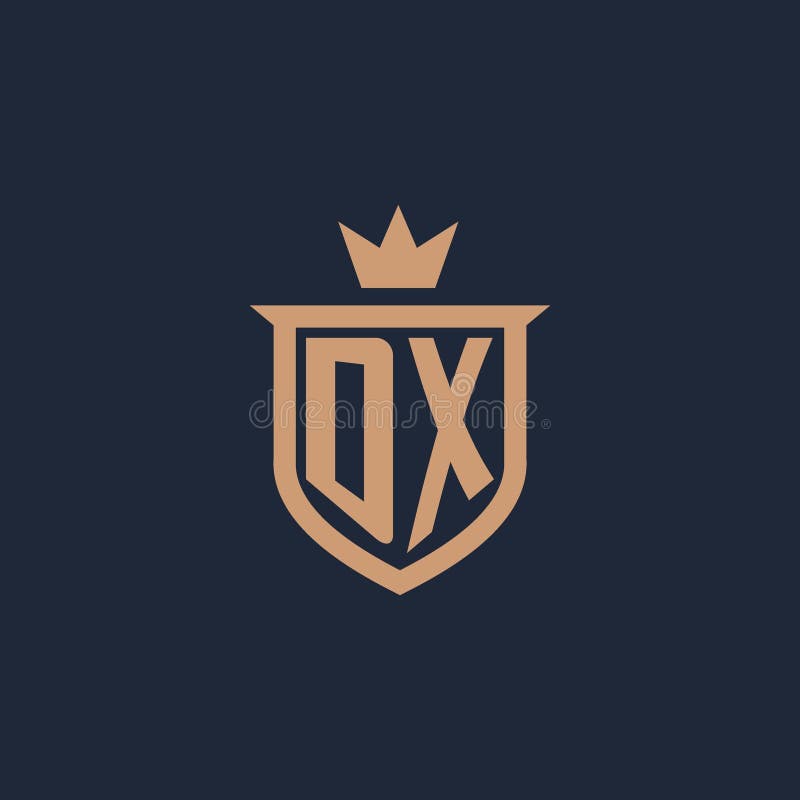 DX Monogram Initial Logo with Shield and Crown Style Stock Illustration ...