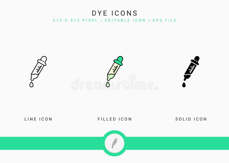 Dye Icons Set Vector Illustration with Solid Icon Line Style. Color ...