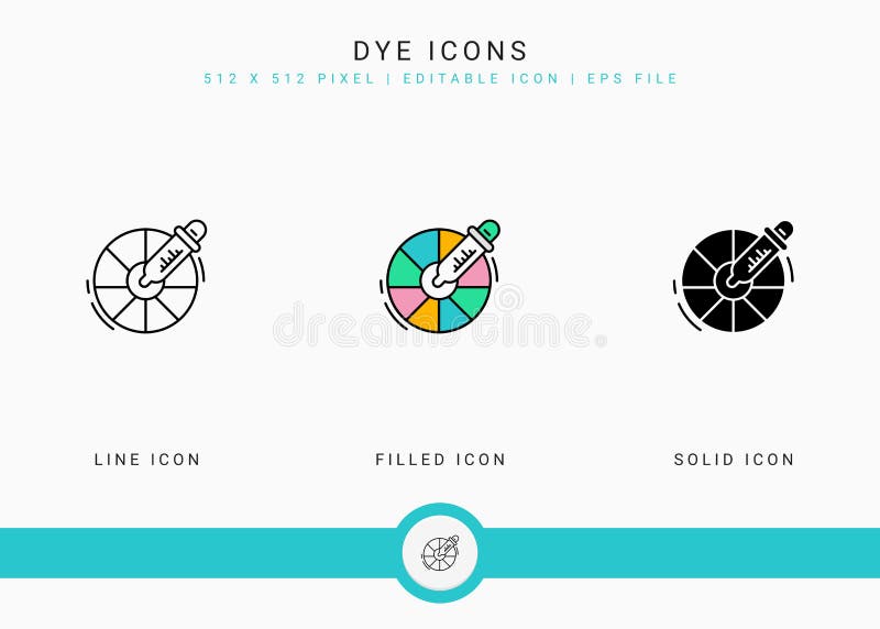 Dye Icons Set Vector Illustration with Solid Icon Line Style. Color ...